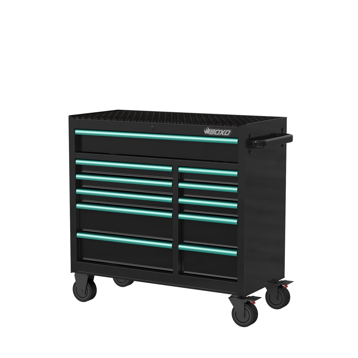 BOXO 41" 11 Drawer Roll Cabinet with Drawer Trim Pack - Black Body wit ...