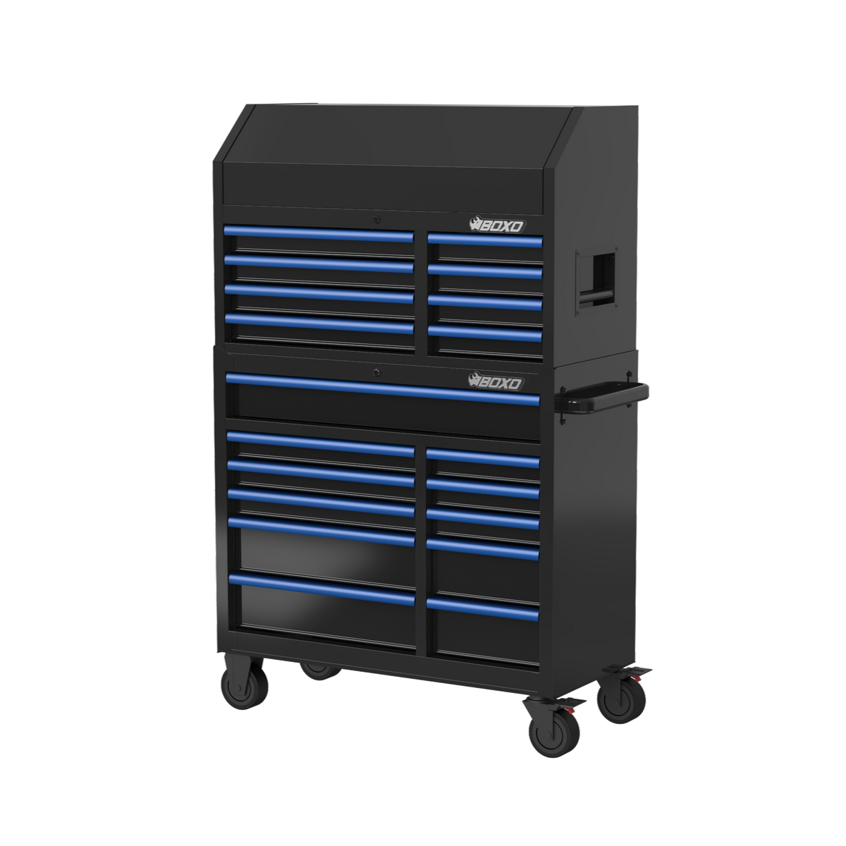 BOXO 41" 19 Drawer Toolbox Stack with Drawer Trim Pack - Black Body wi ...