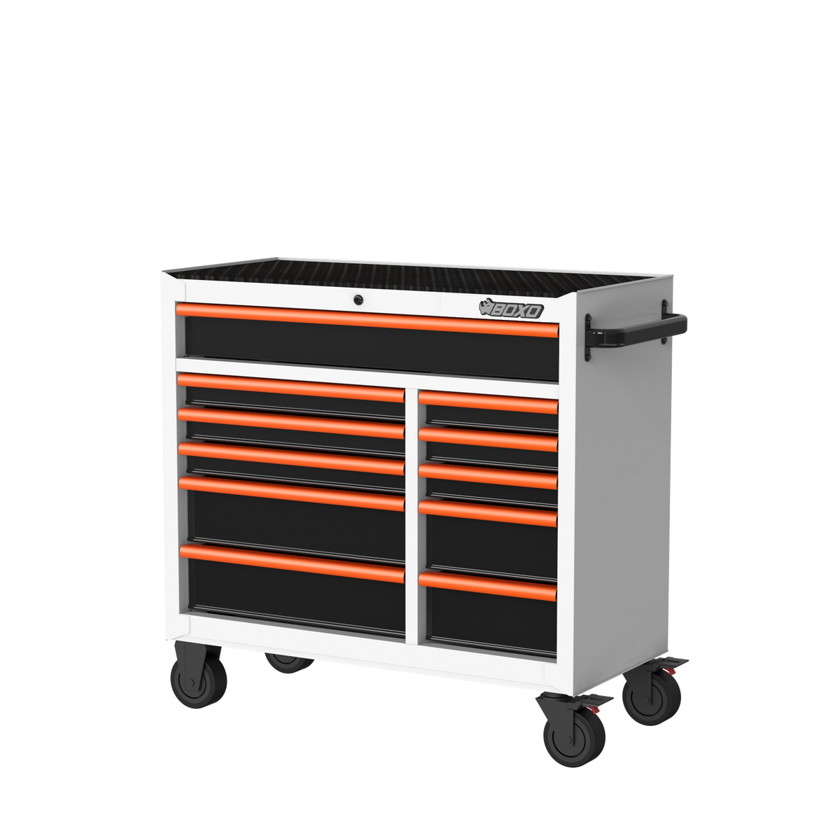 BOXO 41" 11 Drawer Roll Cabinet with Drawer Trim Pack - White Body wit ...