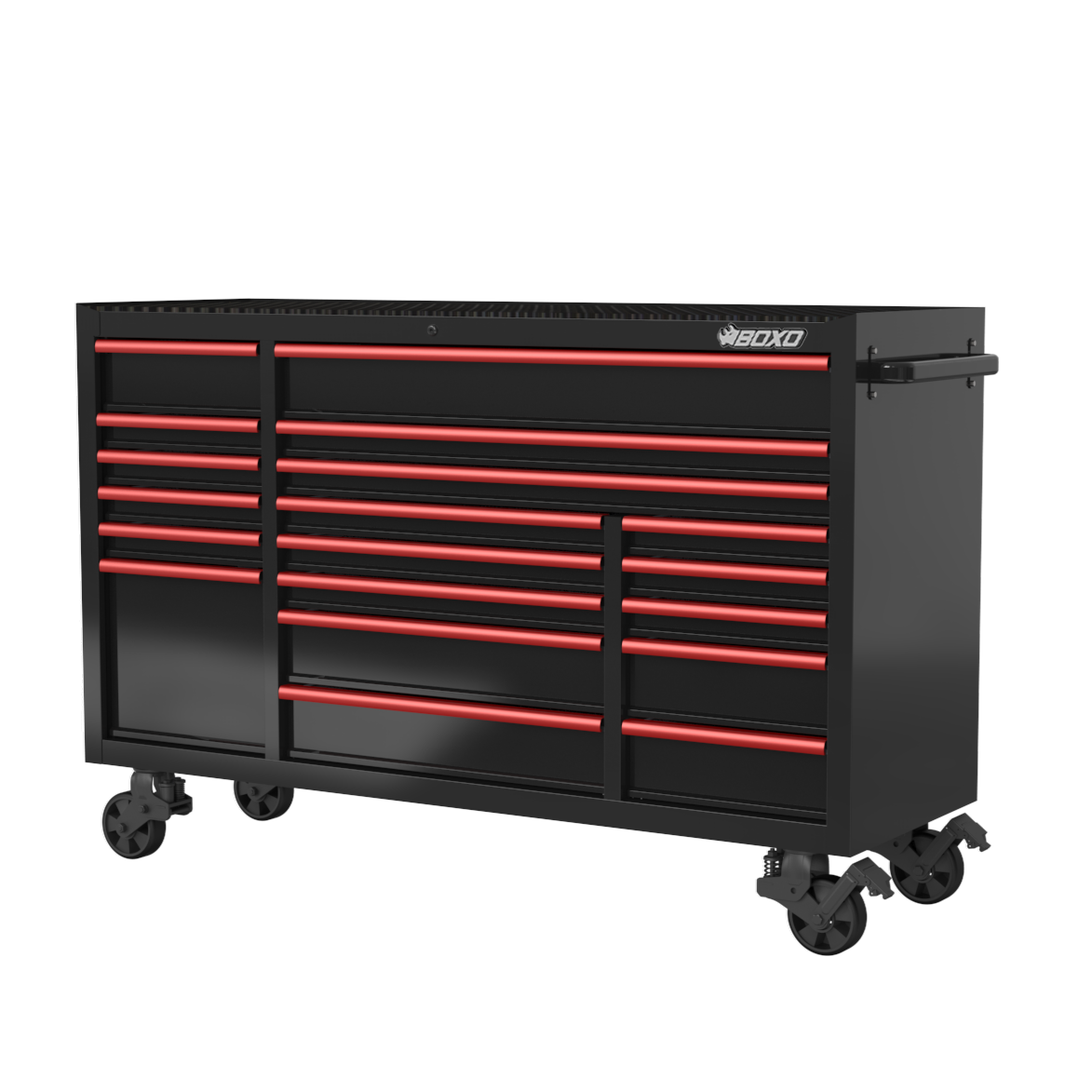BOXO 72" 19 Drawer Triple Bank Roll Cabinet with Drawer Trim Pack - Bl ...