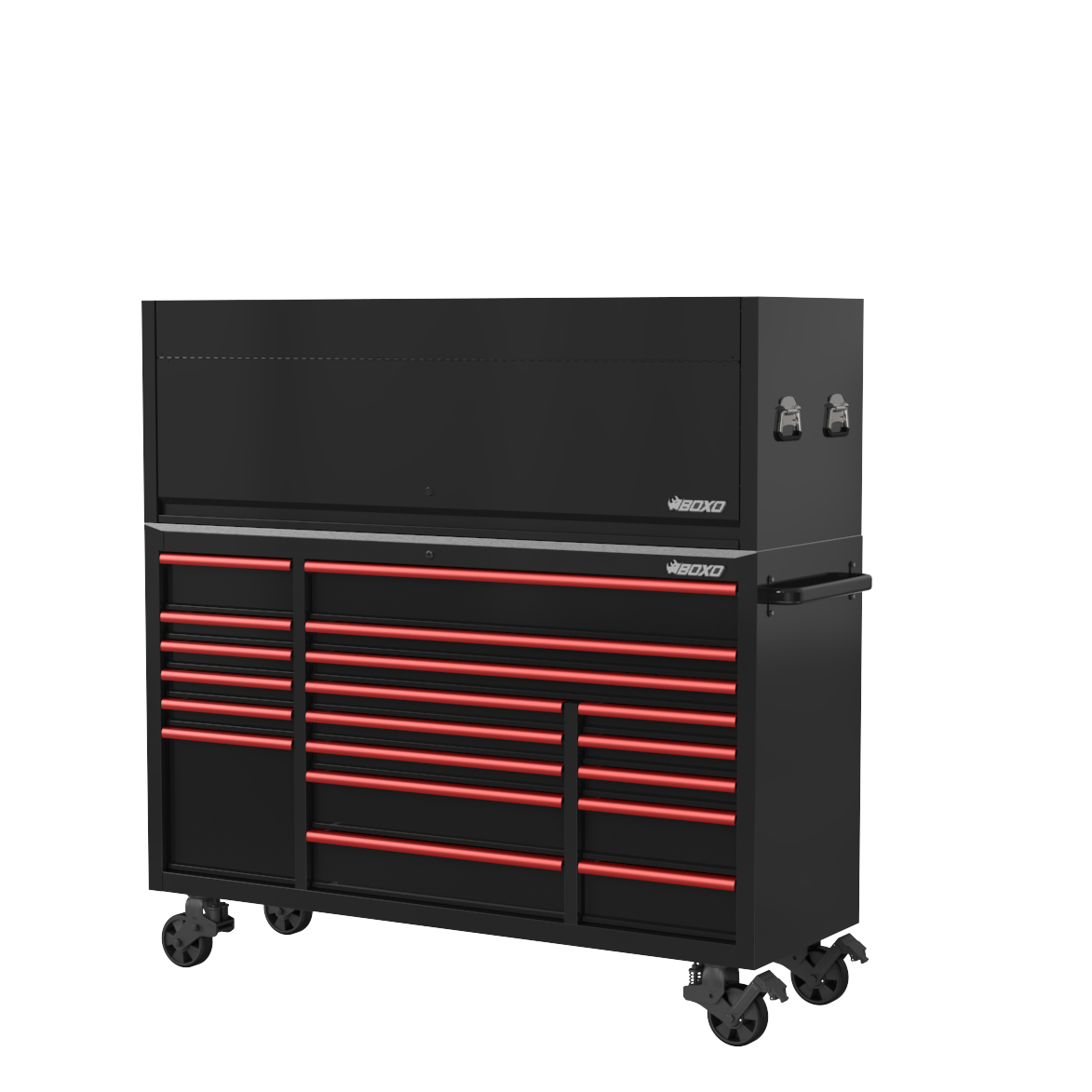 BOXO 72" 19 Drawer Toolbox Stack with Drawer Trim Pack - Black Body ...