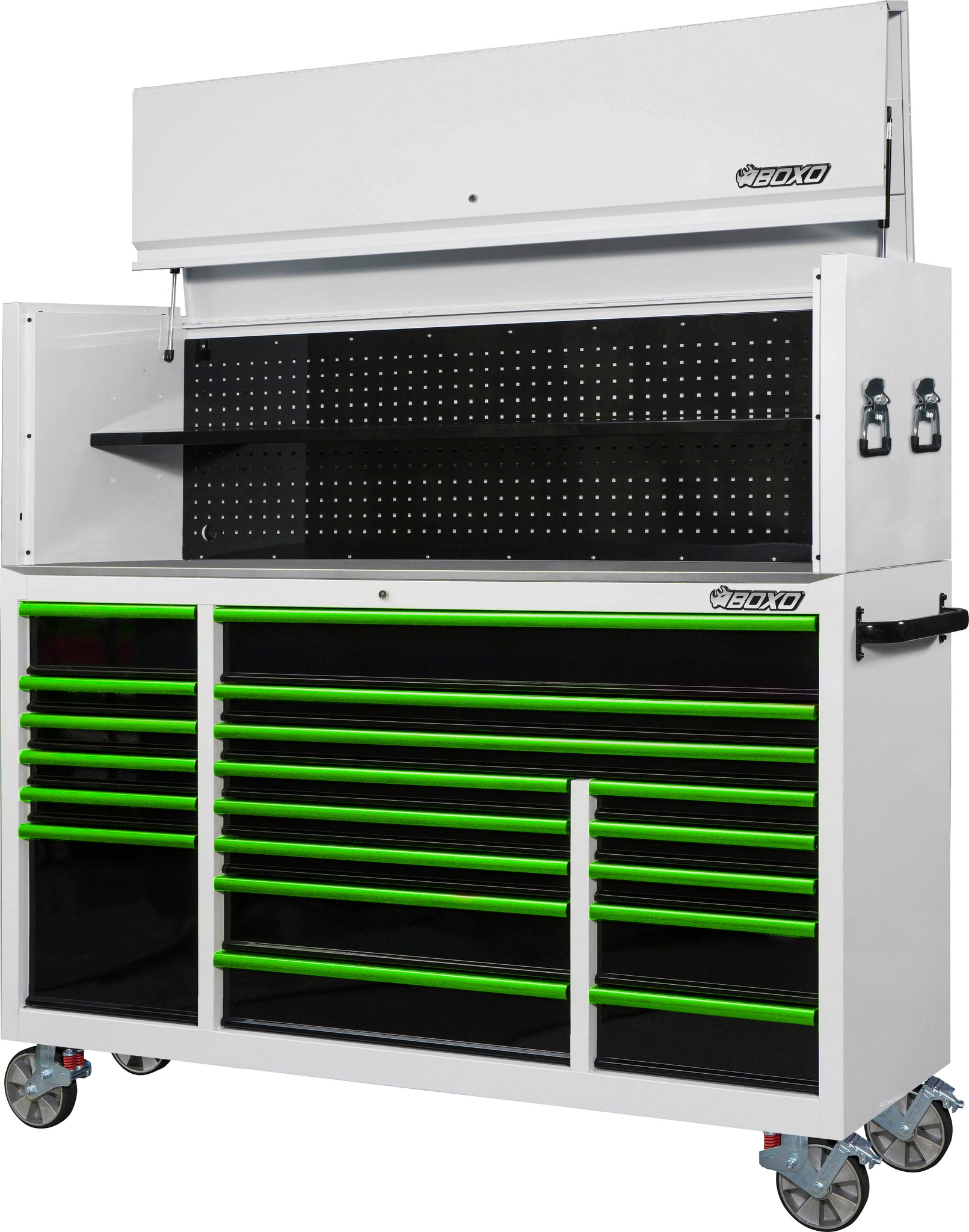 BOXO 72" 19 Drawer Toolbox Stack with Drawer Trim Pack - White Body ...