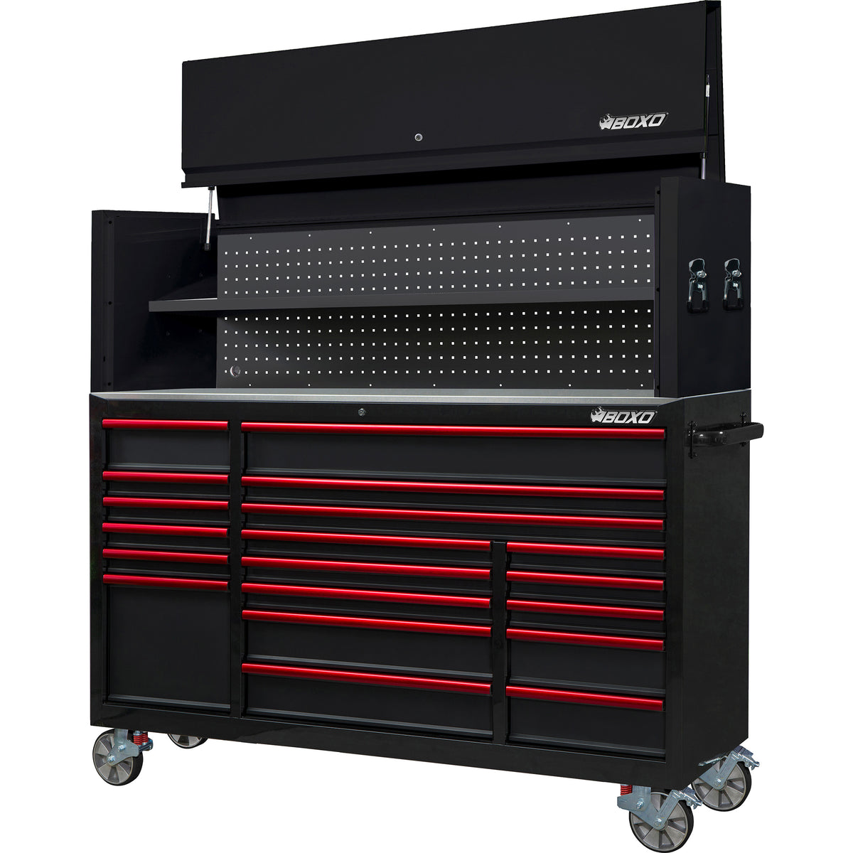 BOXO 72" 19 Drawer Toolbox Stack with Drawer Trim Pack - Black Body ...